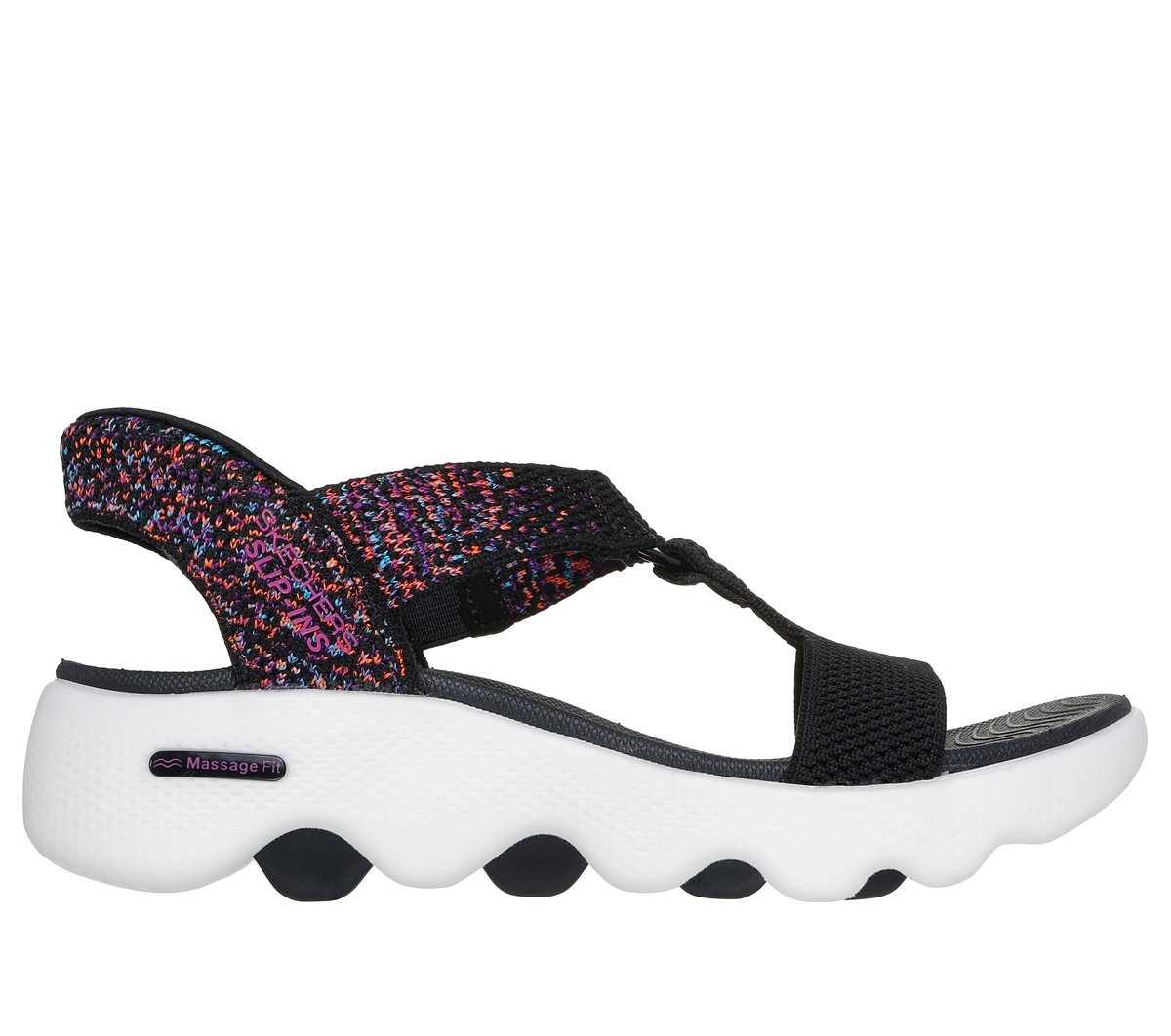 Skechers Slip-ins: GO WALK Massage Fit Sandal - Confetti Sky - BLACK ...