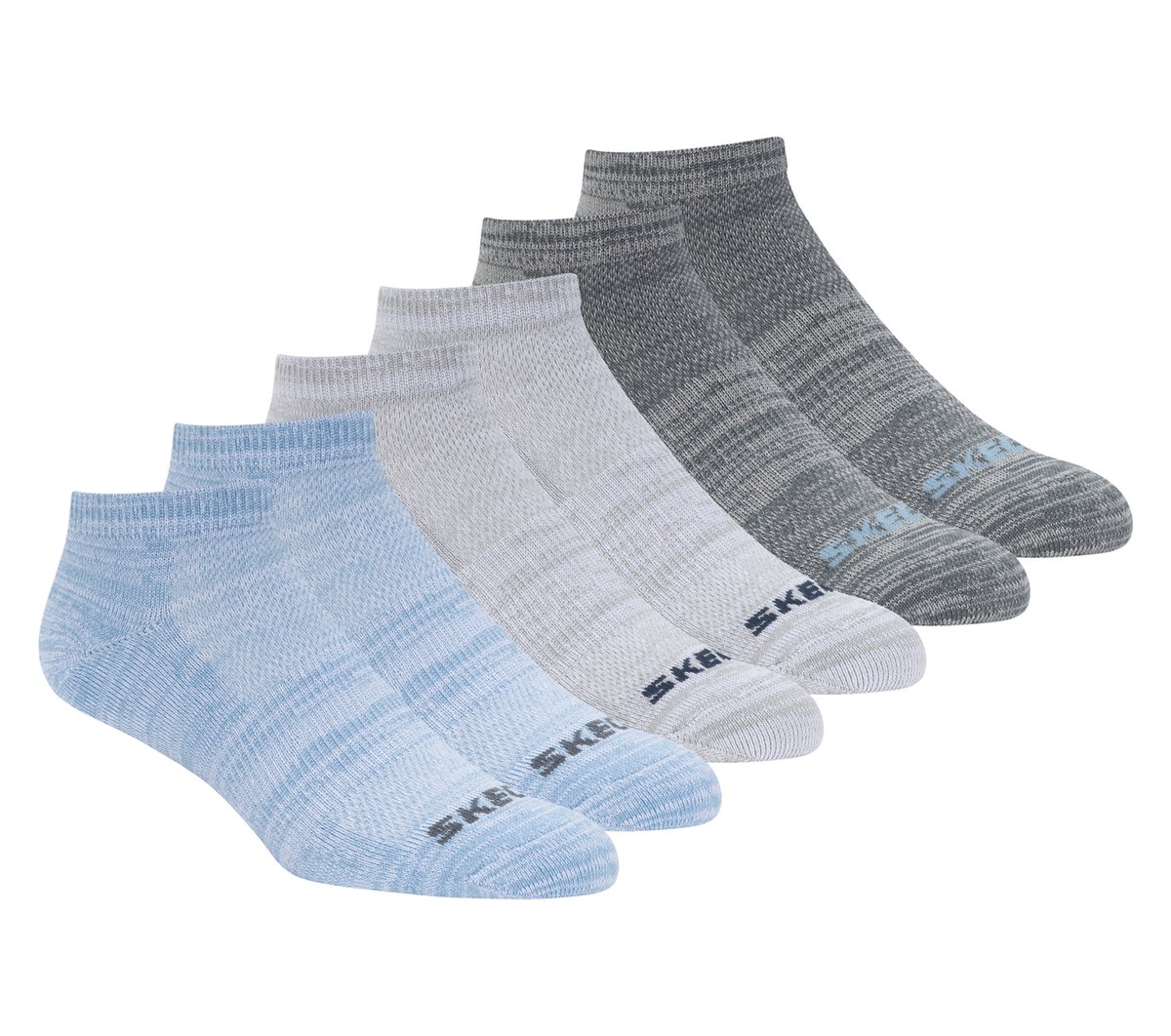 6 Pack Low Cut Non Terry Socks - BLUE